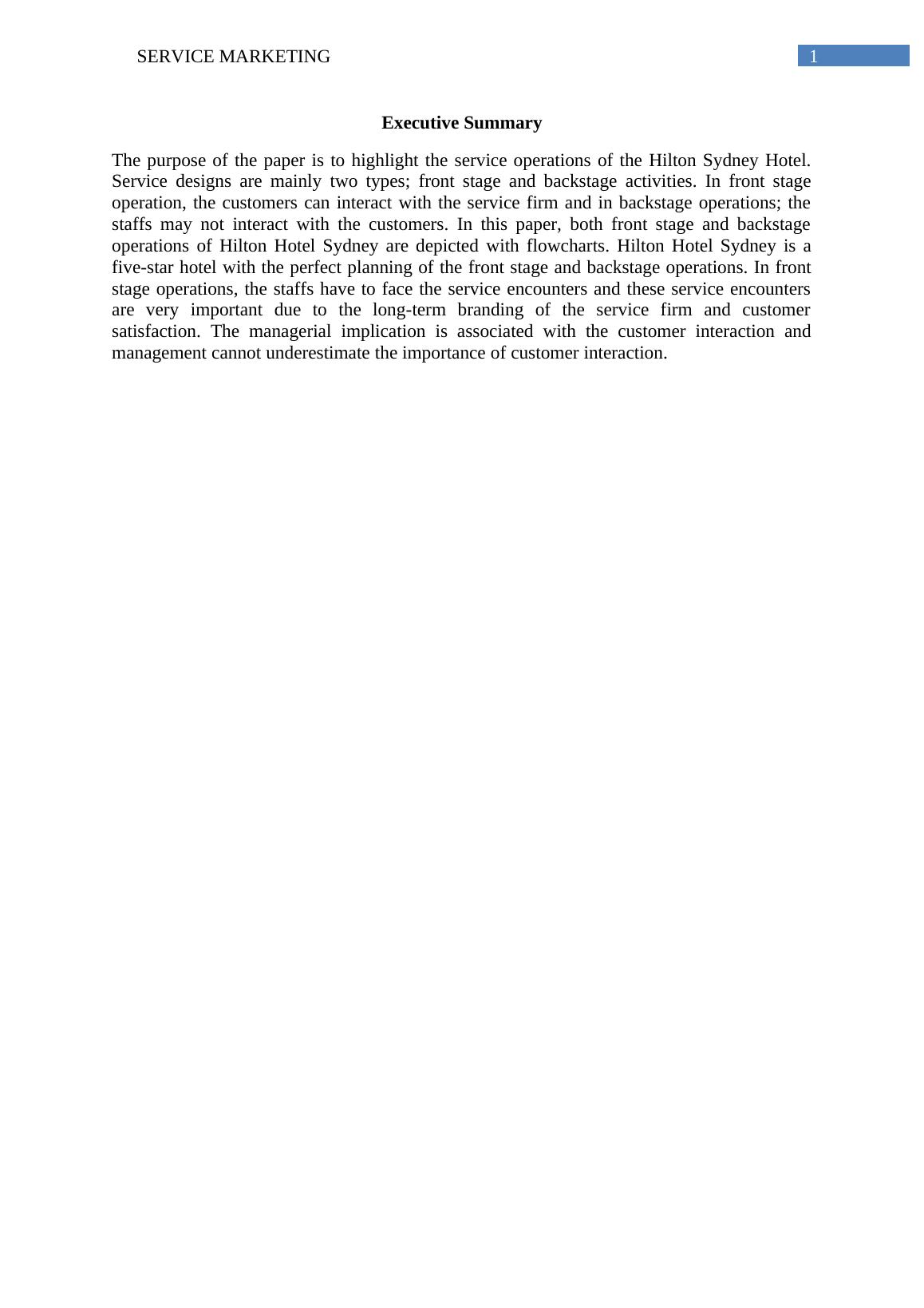 Case Study: Service Marketing at Hilton Sydney Hotel