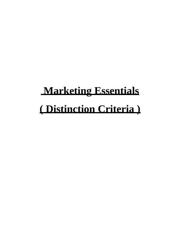 Hospitality Marketing Essentials (Distinction Criteria) - Desklib