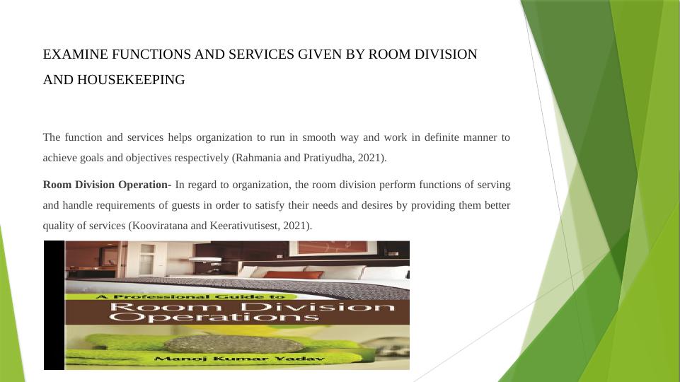 Hospitality Operations Functions And Services Of Room Division And