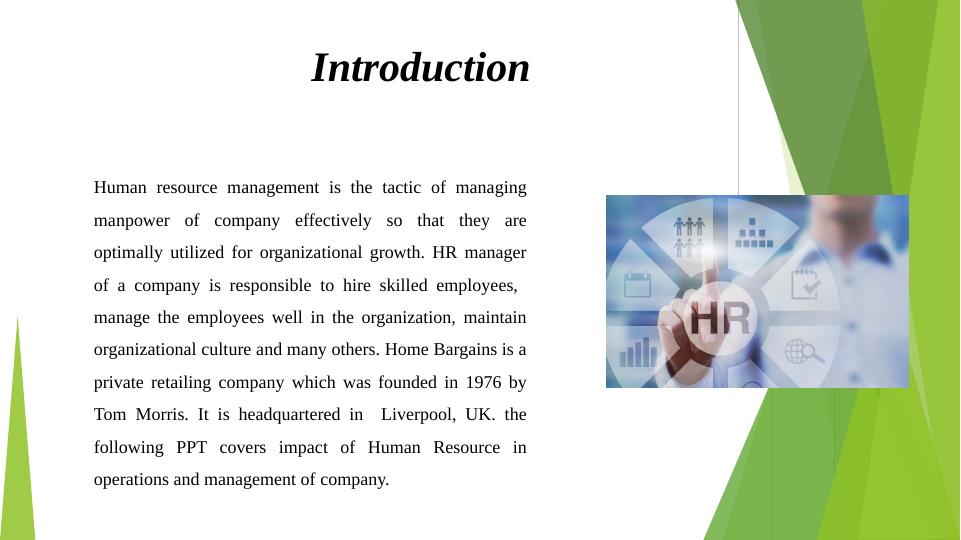 Impact of HR on Operations and Management - Desklib