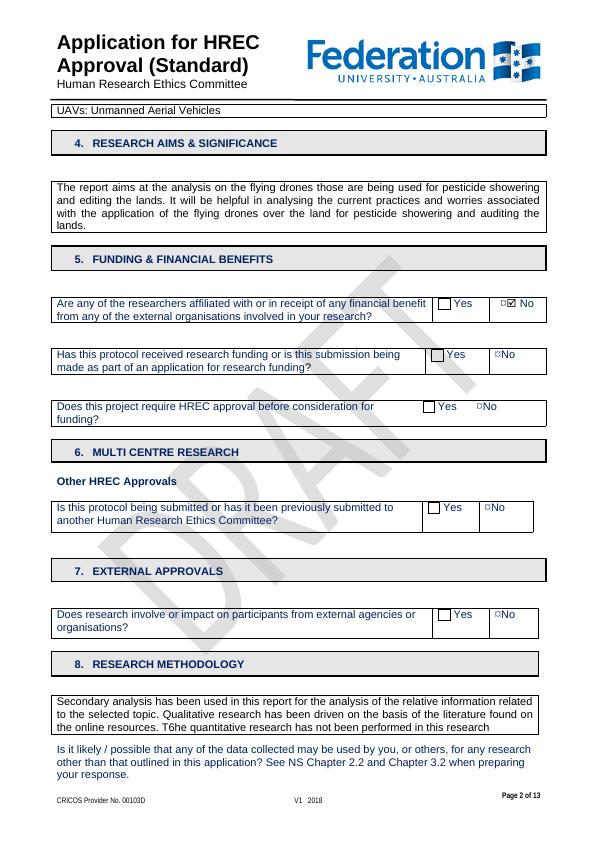 Application for HREC Approval (Standard) - Desklib