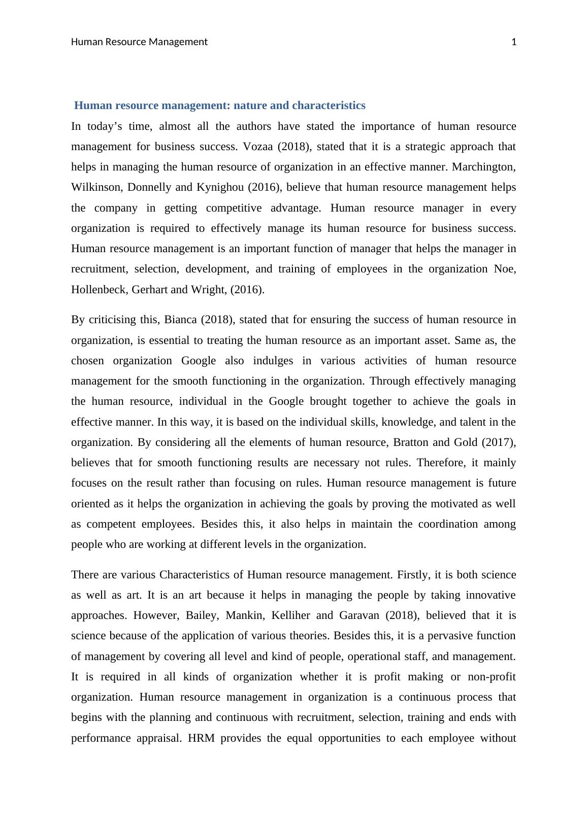 Human Resource Management: Nature, Characteristics, and Strategies for ...