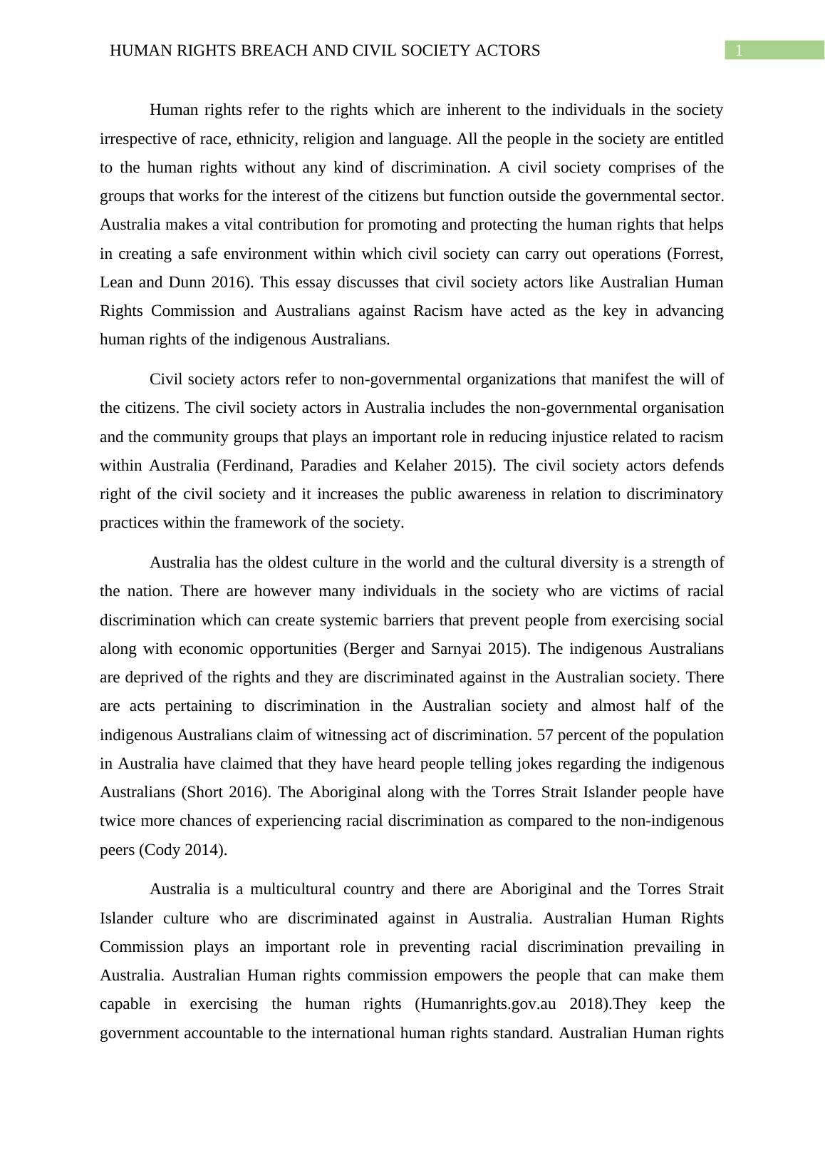 Human Rights Breach and Civil Society Actors