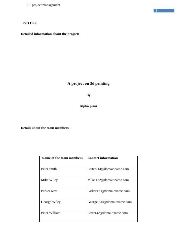3D Project: ICT Project Management & Team Dynamics