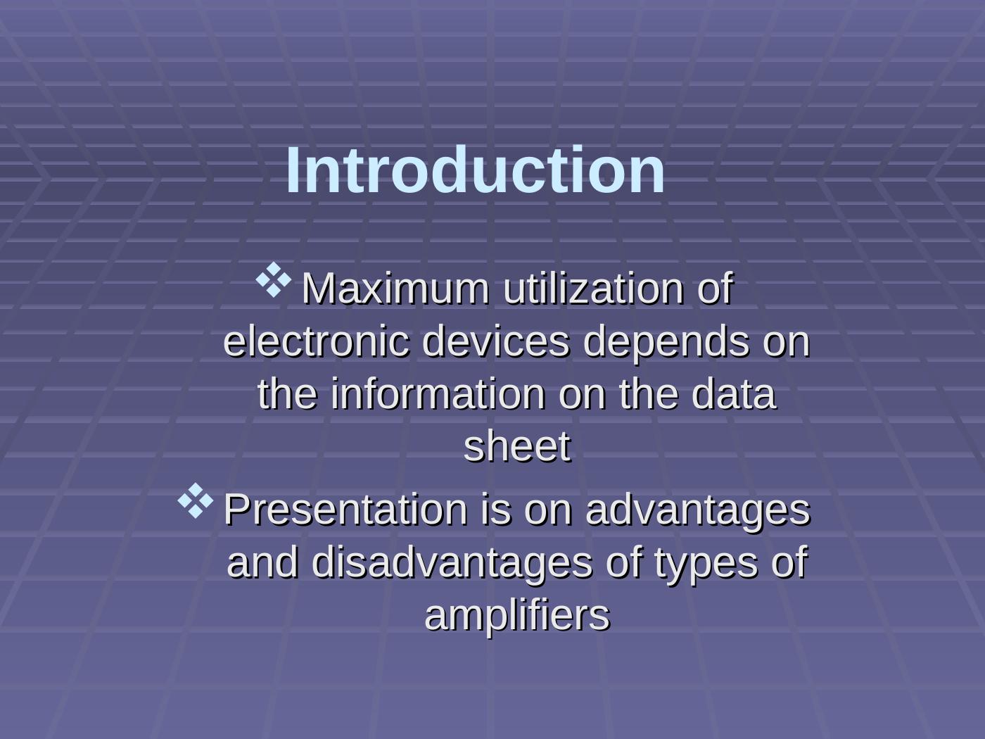 Identifying Data Sheets for Electronic Devices & Amplifiers
