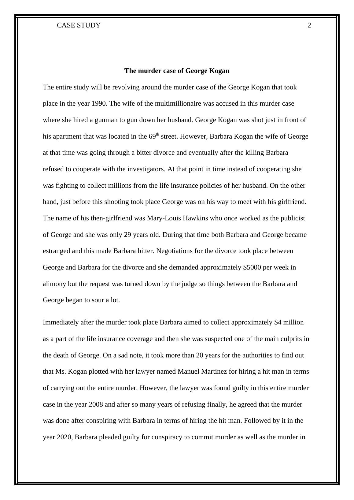 Kogan Murder Case Study: A Detailed Analysis