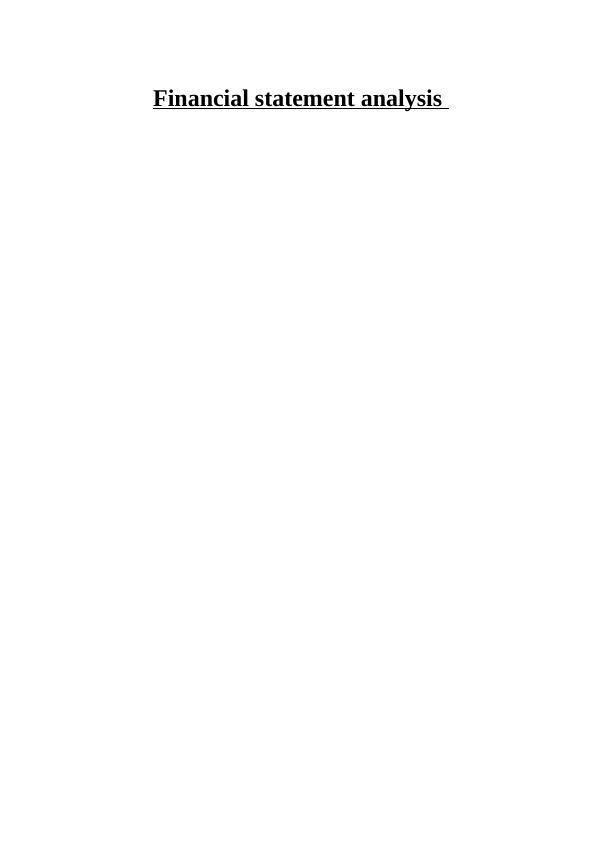 Financial Statement Analysis Sample Assignment
