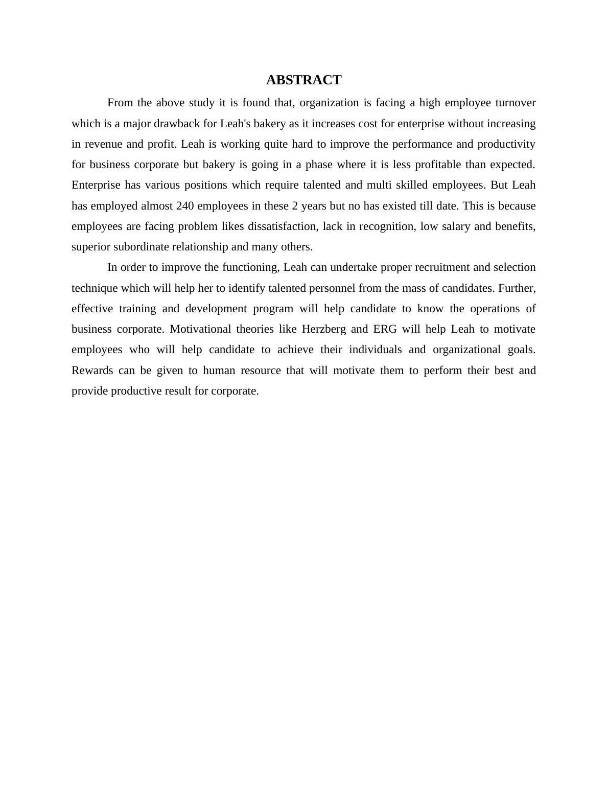 Assignment on Human Resource Management Abstract