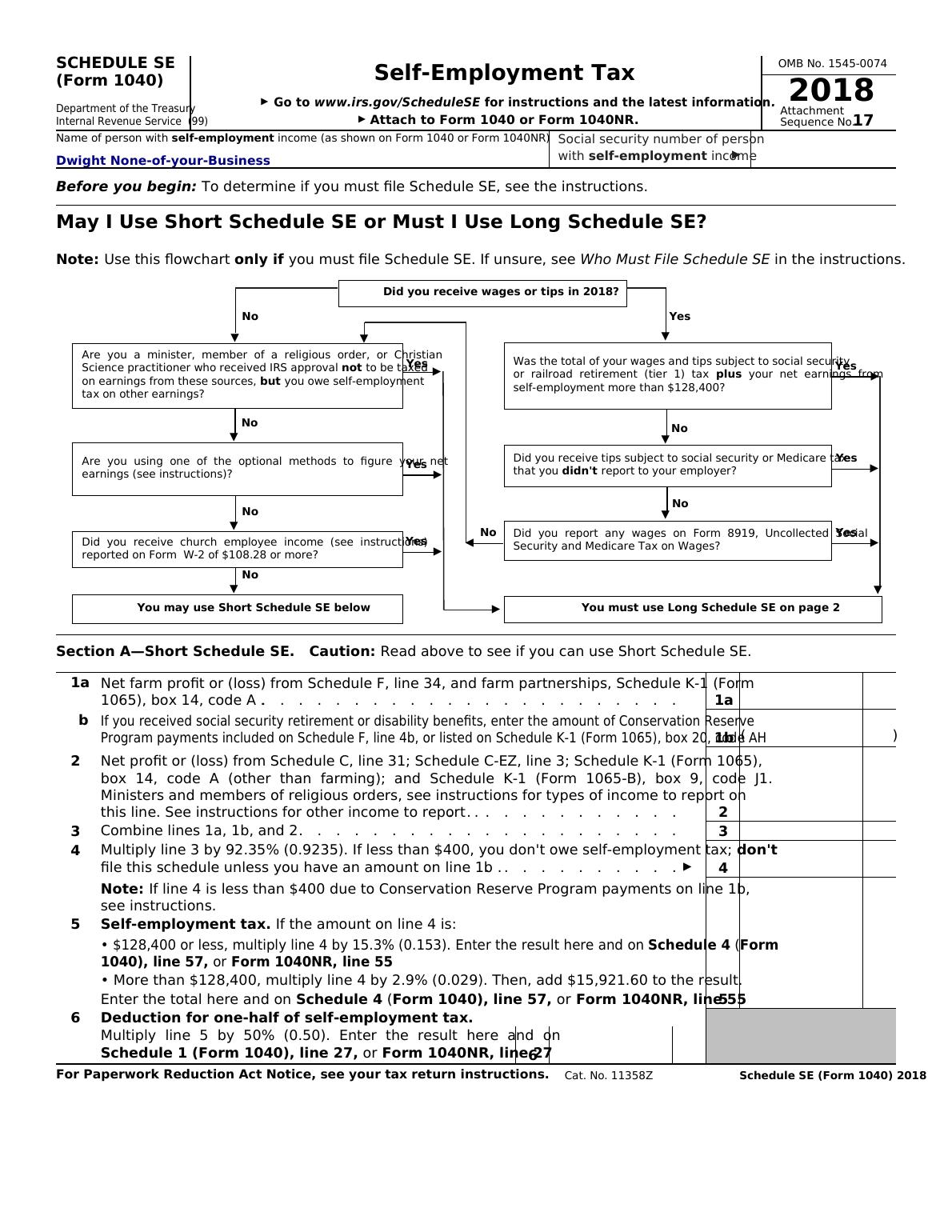 2018 Tax Filing: Schedule C and SE for Business Income