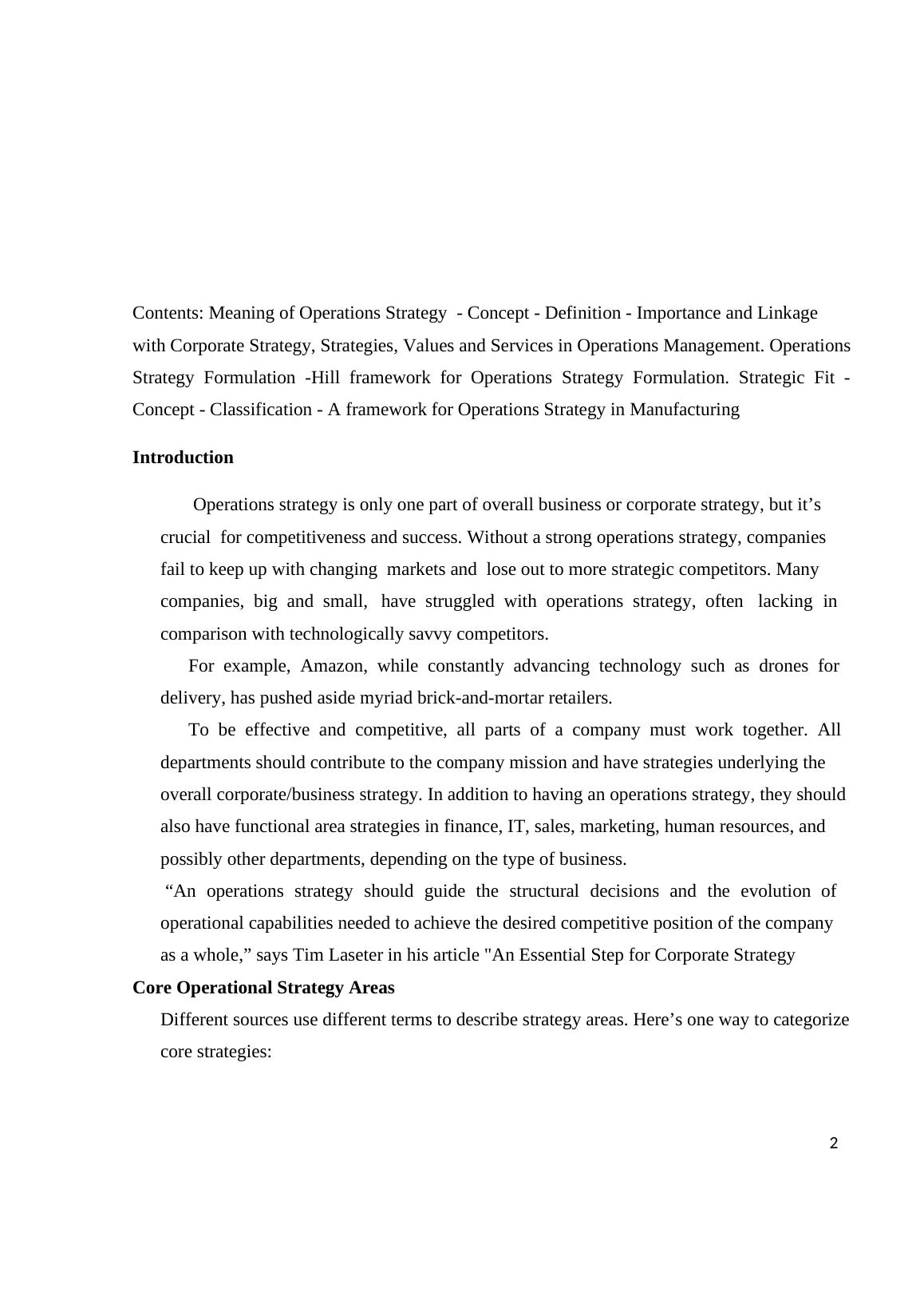 Operations Strategy: Definition, Formulation, and Impact