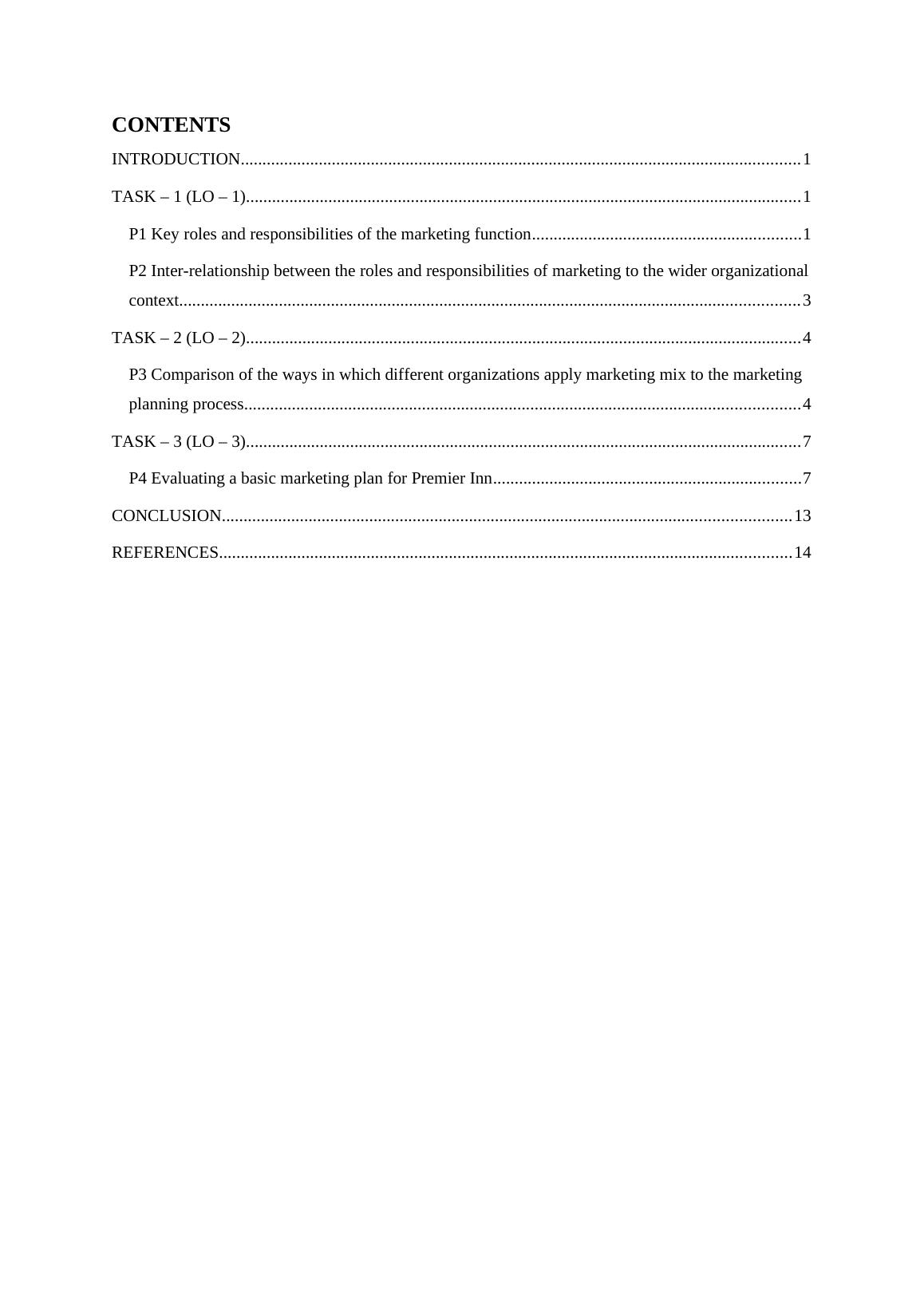 Marketing Report: Roles, Mix & Plan of Premier Inn