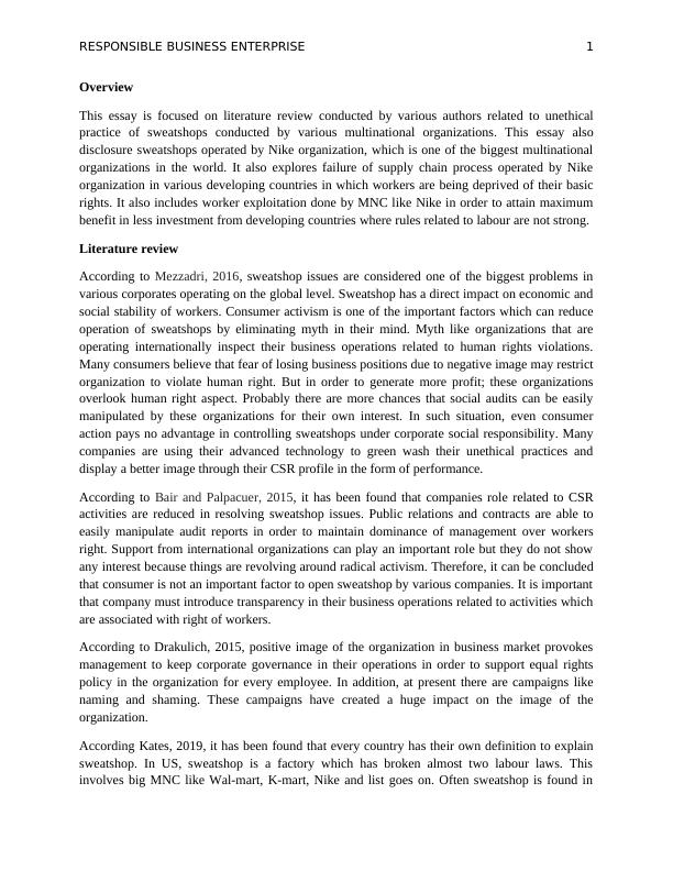 Ethical Business Practices: Nike's Sweatshops Review