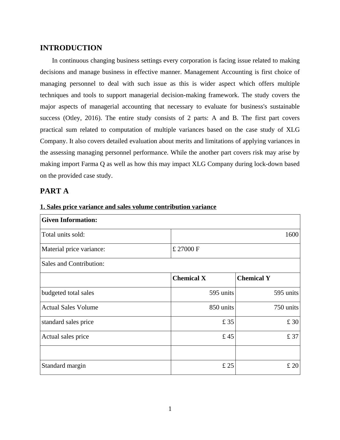 MANAGEMENT ACCOUNTING - REPORT