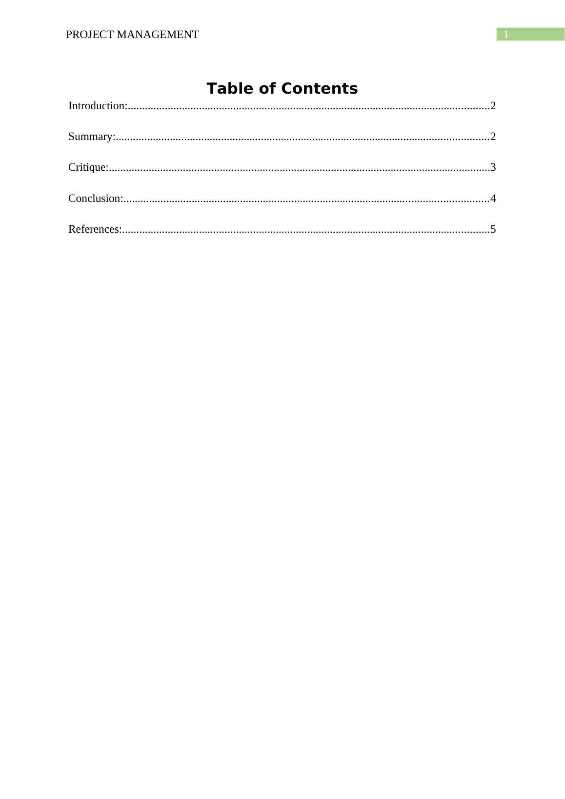 Project Management - Desklib