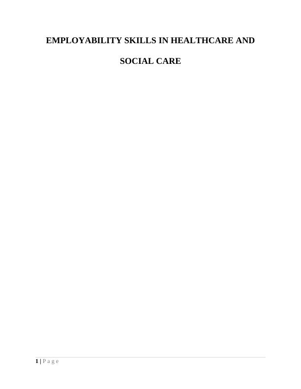 Employability Skills in Healthcare and Social Care