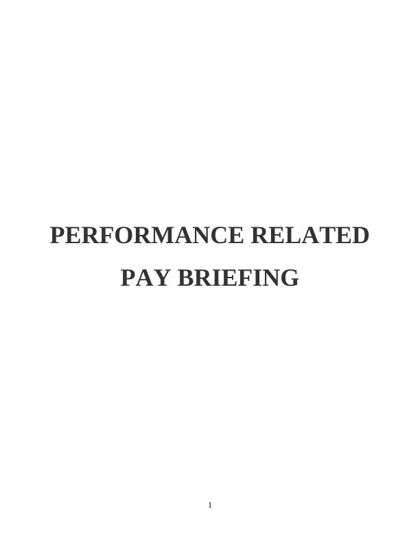Performance Related Pay Briefing | Desklib