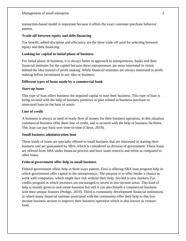 Management of small enterprise.