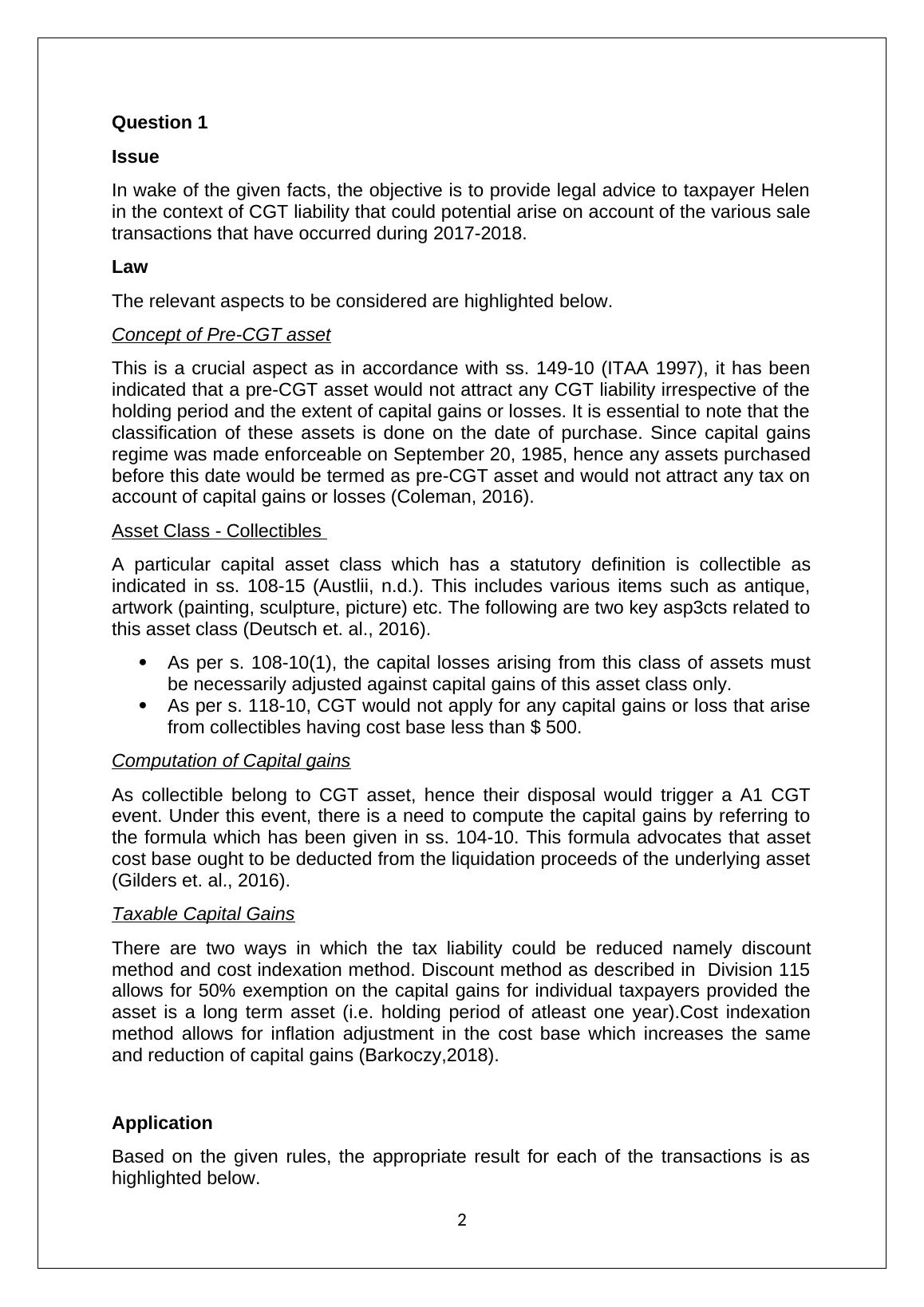 HI6028 Taxation Law Assignment: CGT, Income & Tax Issues