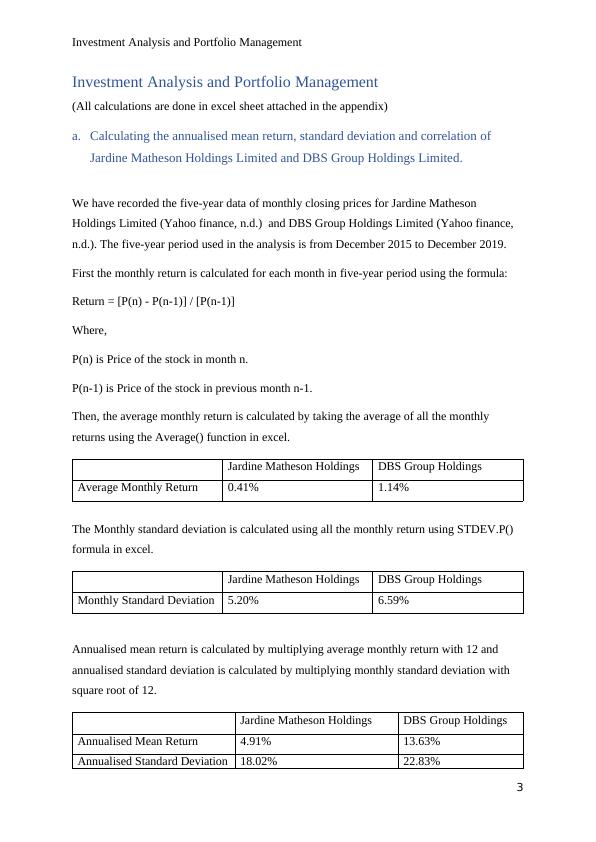 Investment and Portfolio Management | Report