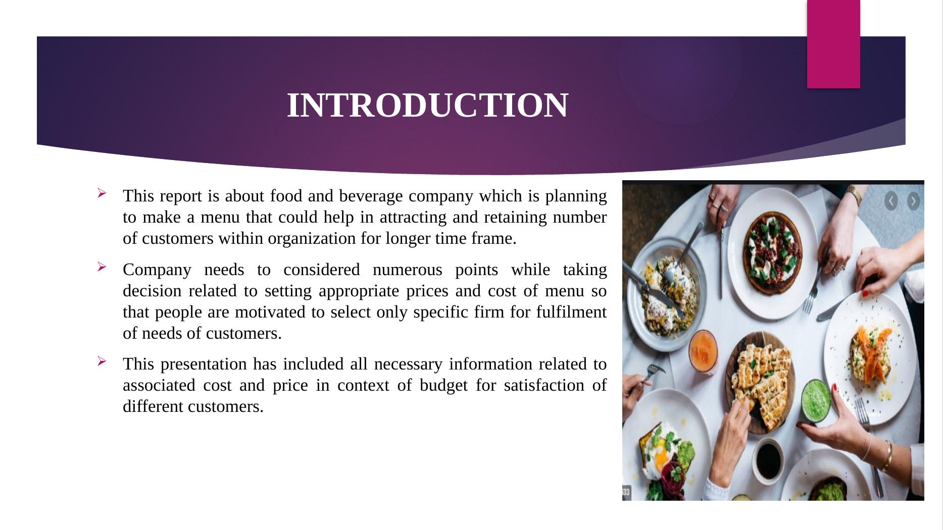 Menu Development, Planning and Design