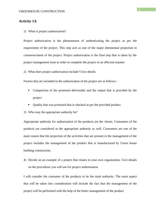 Greenhouse Construction - Desklib