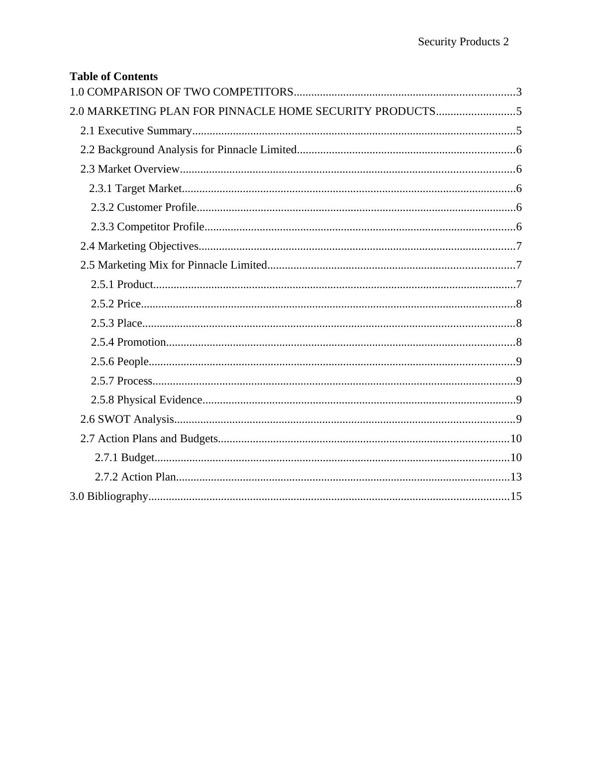 Pinnacle Security: Marketing Plan Analysis and Strategies