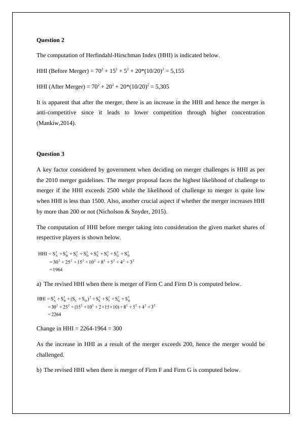 Economics Assignment: Market Analysis, HHI, and Competition