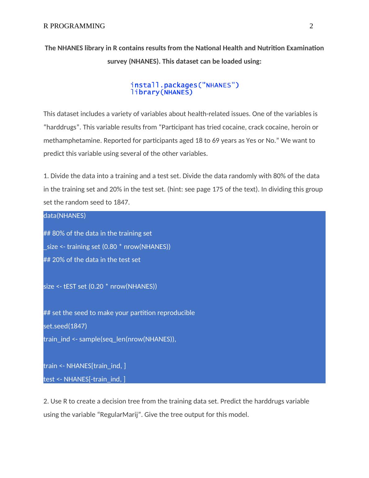 NHANES Data Analysis: Decision Trees in R Programming