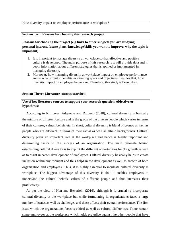 Managing Cultural Diversity: Research Proposal Example