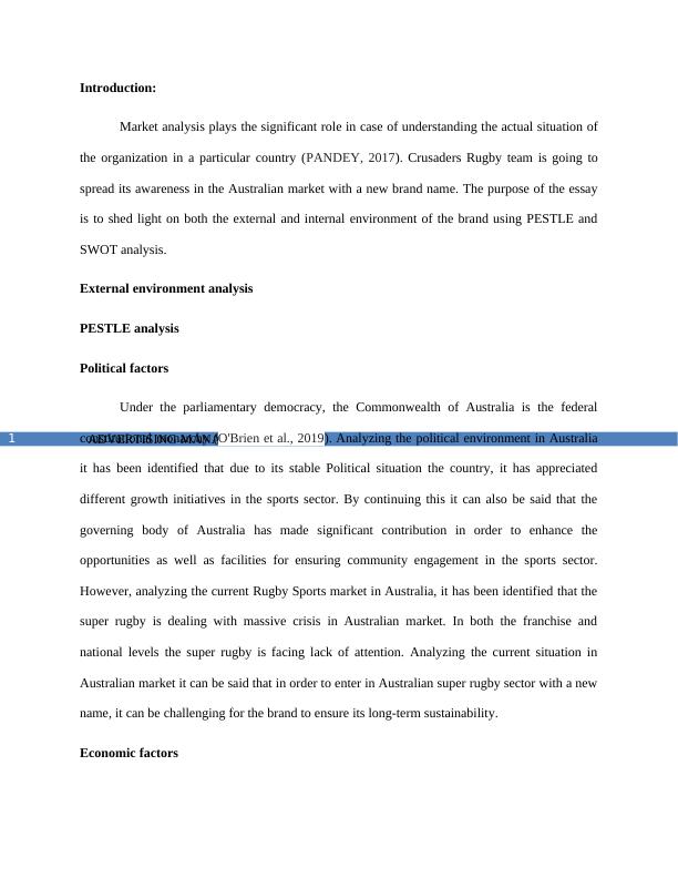 PESTLE and SWOT Analysis: Crusaders Rugby in Australia