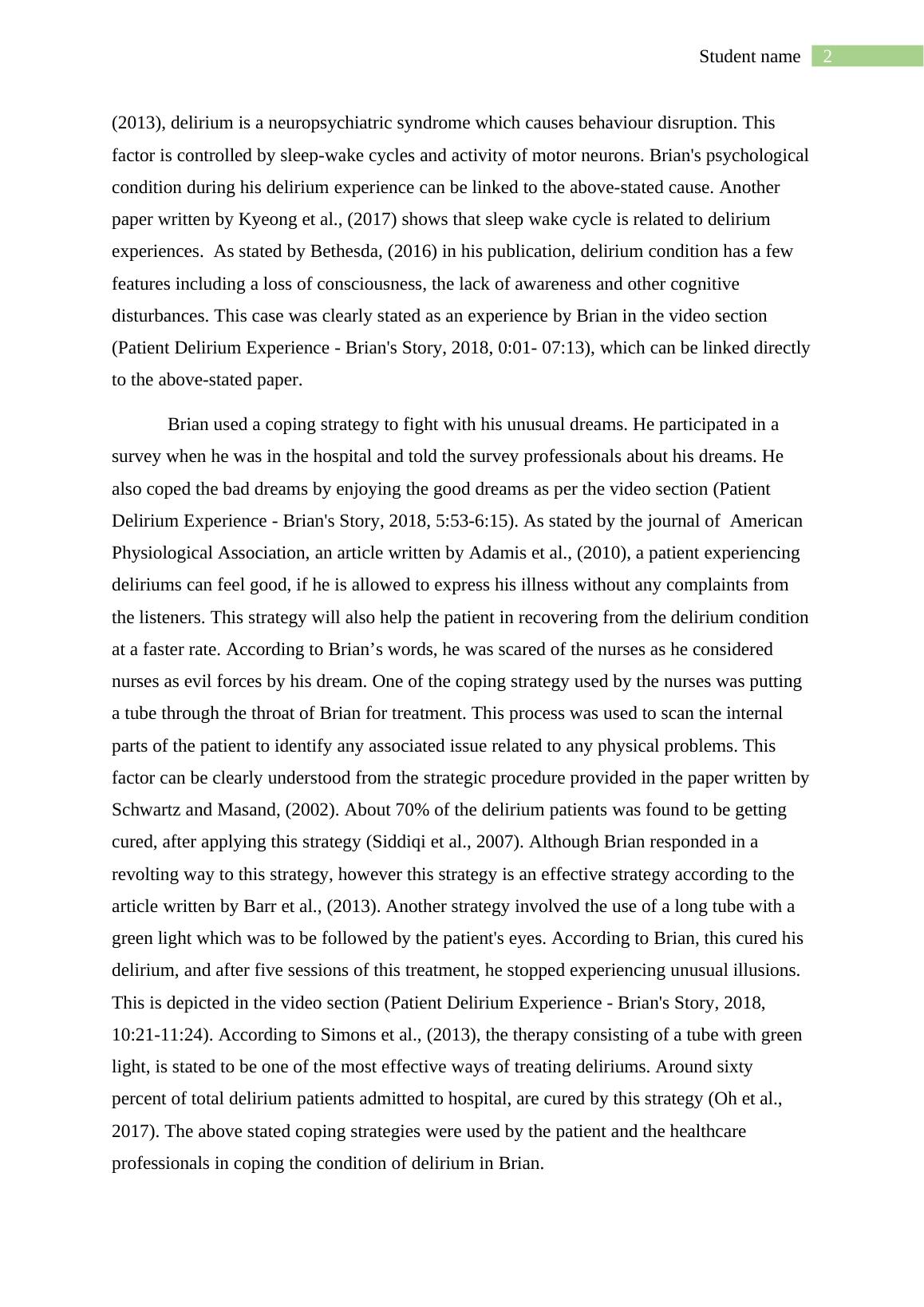 Case Study: Brian's Delirium and Recovery Strategies