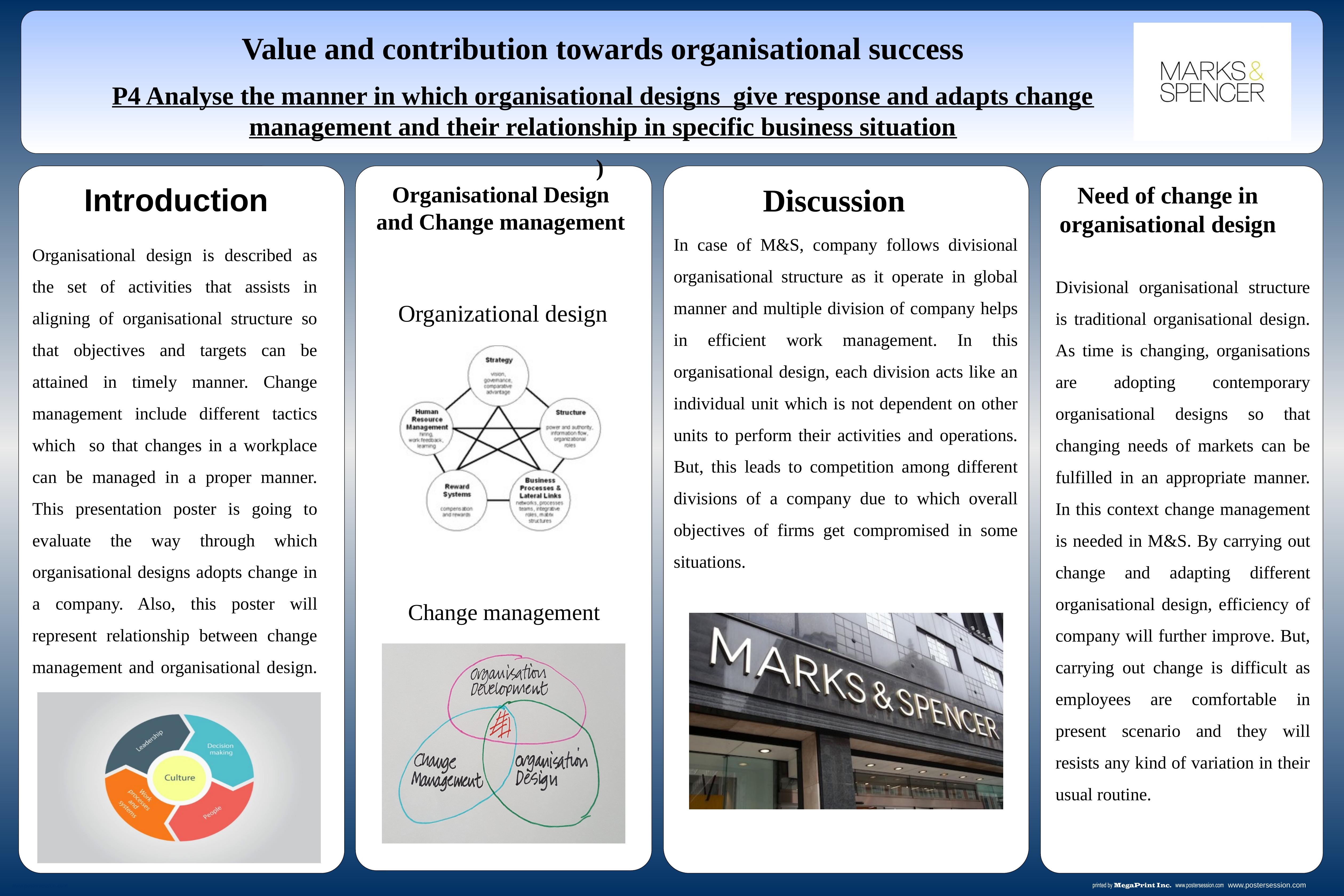 Value and contribution towards organisational success P4 Analyse