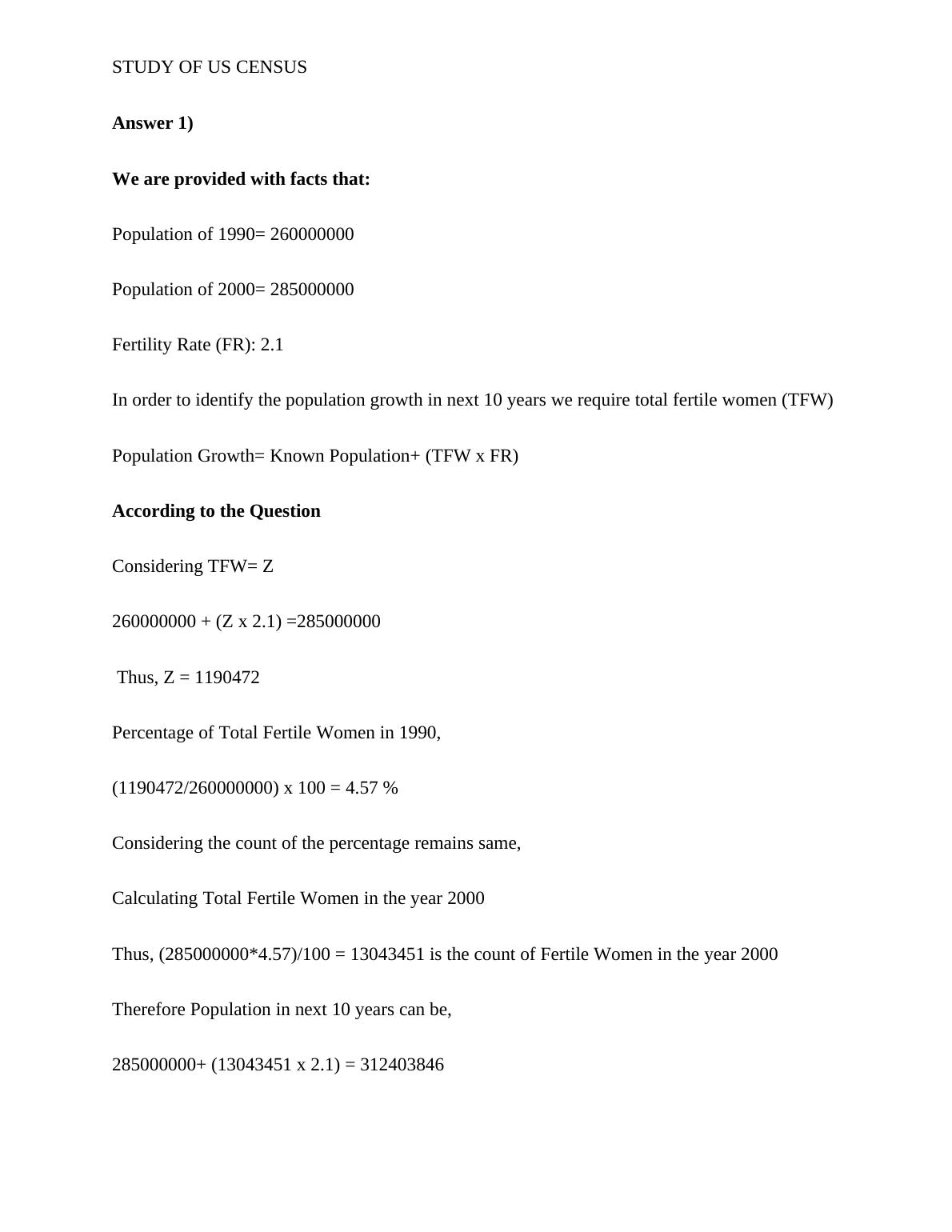 University: US Census Data Analysis and Population Dynamics