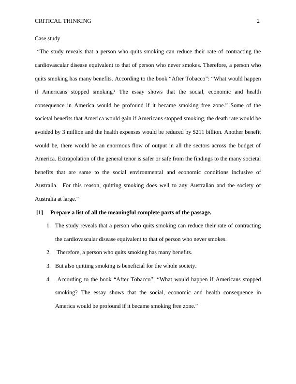 Public Health: Benefits of Quitting Smoking Case Study