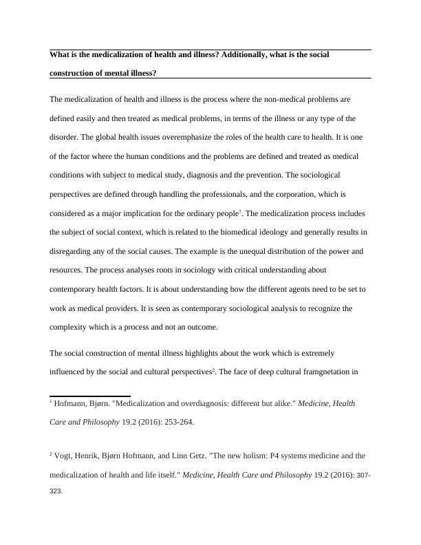 What is the medicalization of health and illness?