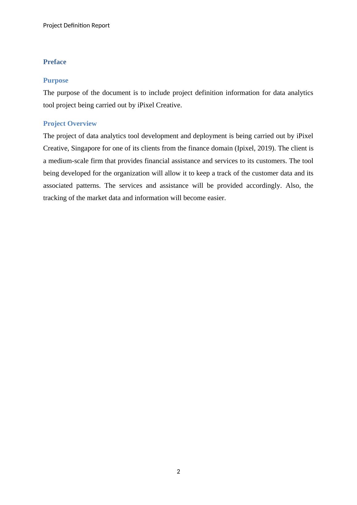 Project Definition Report - Data Analytics Tool