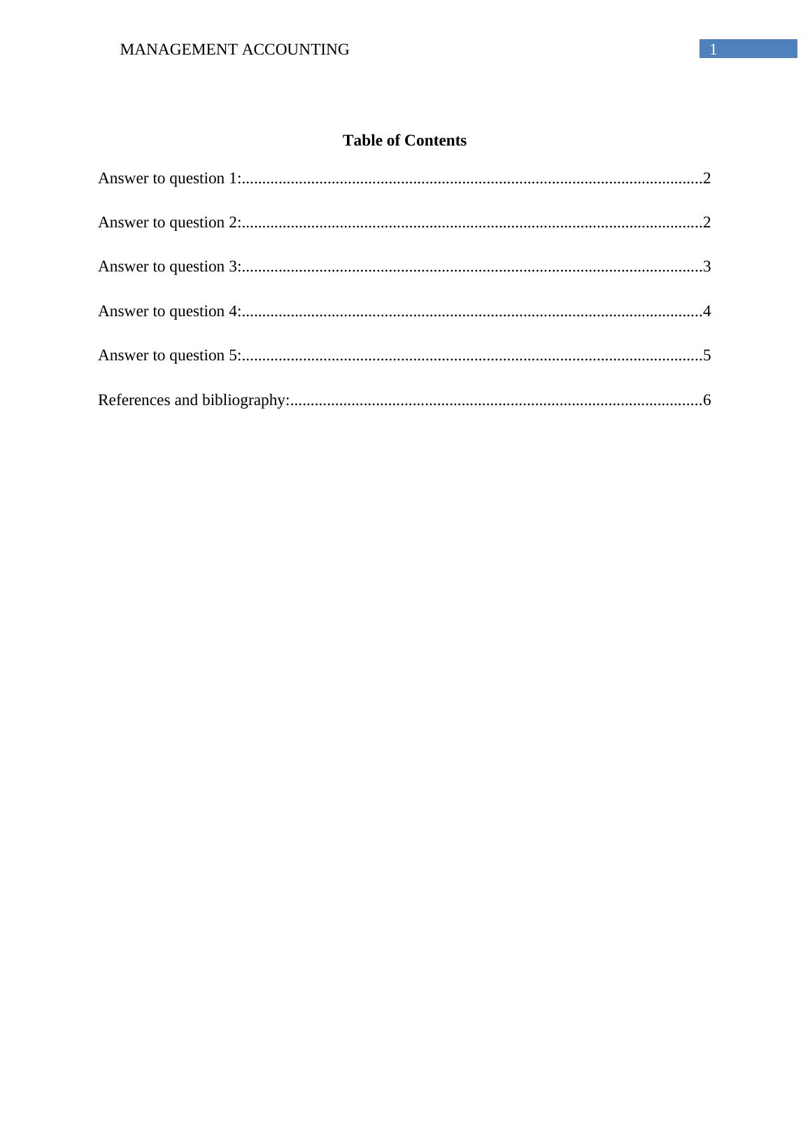 Finance Assignment: Management Accounting Case Study Report