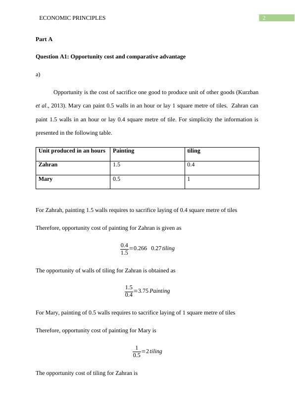 Economic Principles: Opportunity Cost, Supply & Demand,