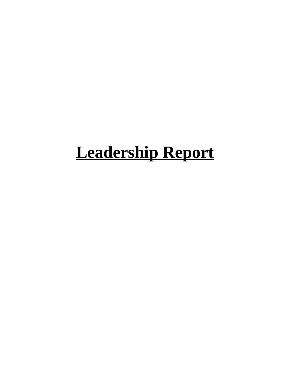 Leadership Report - Desklib