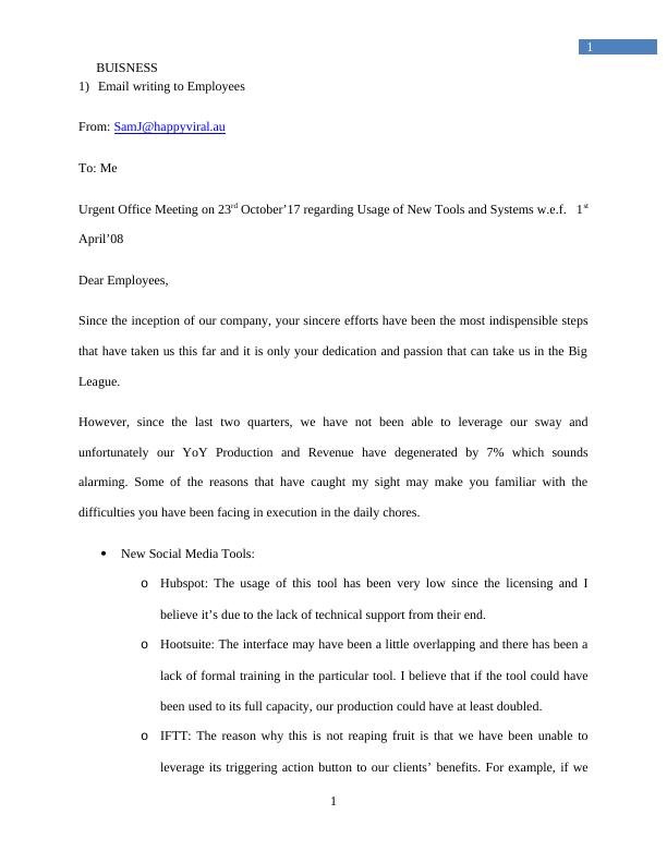 Business Communication: Memos, Letters and Emails Analysis