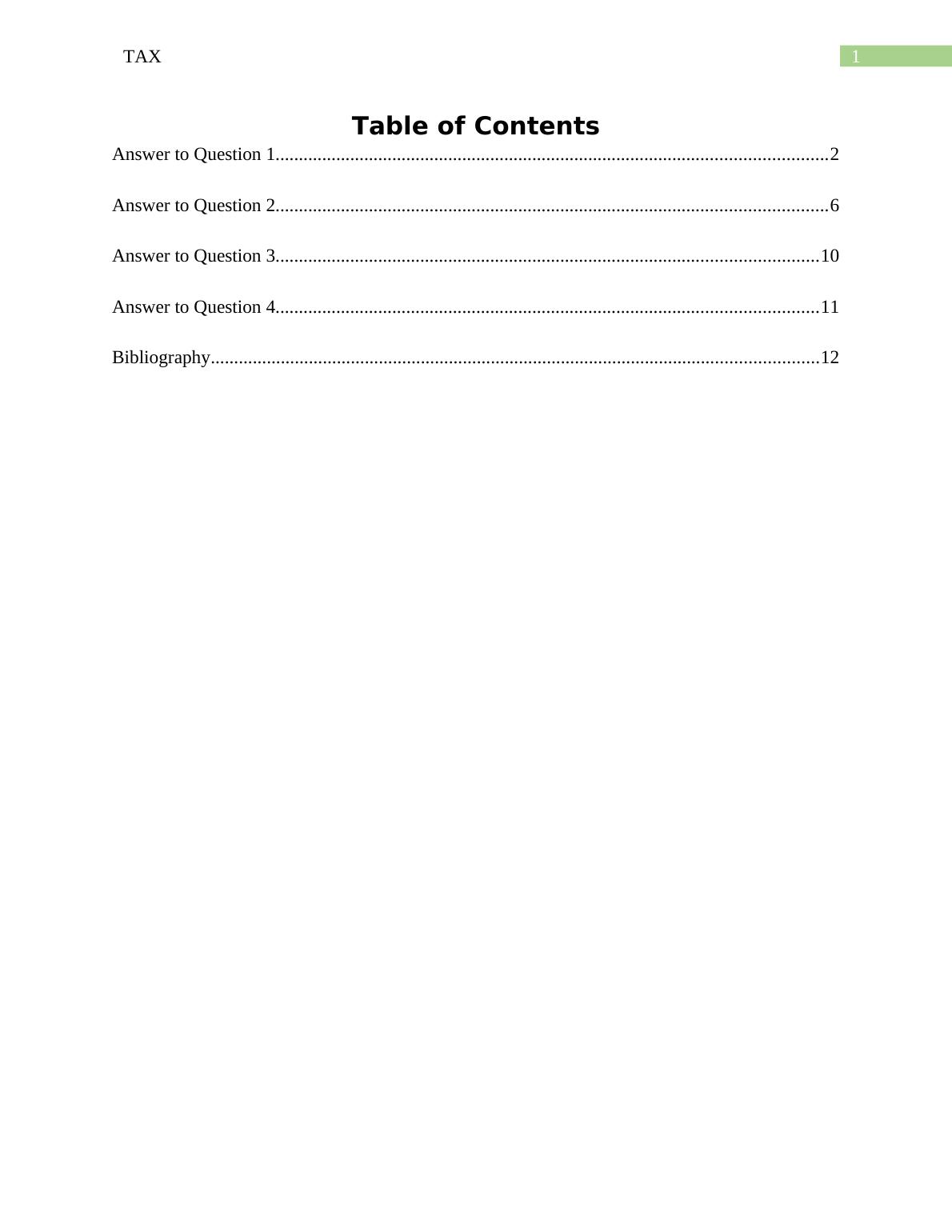 TAX 101: Taxation Principles Assignment Solution - Finance
