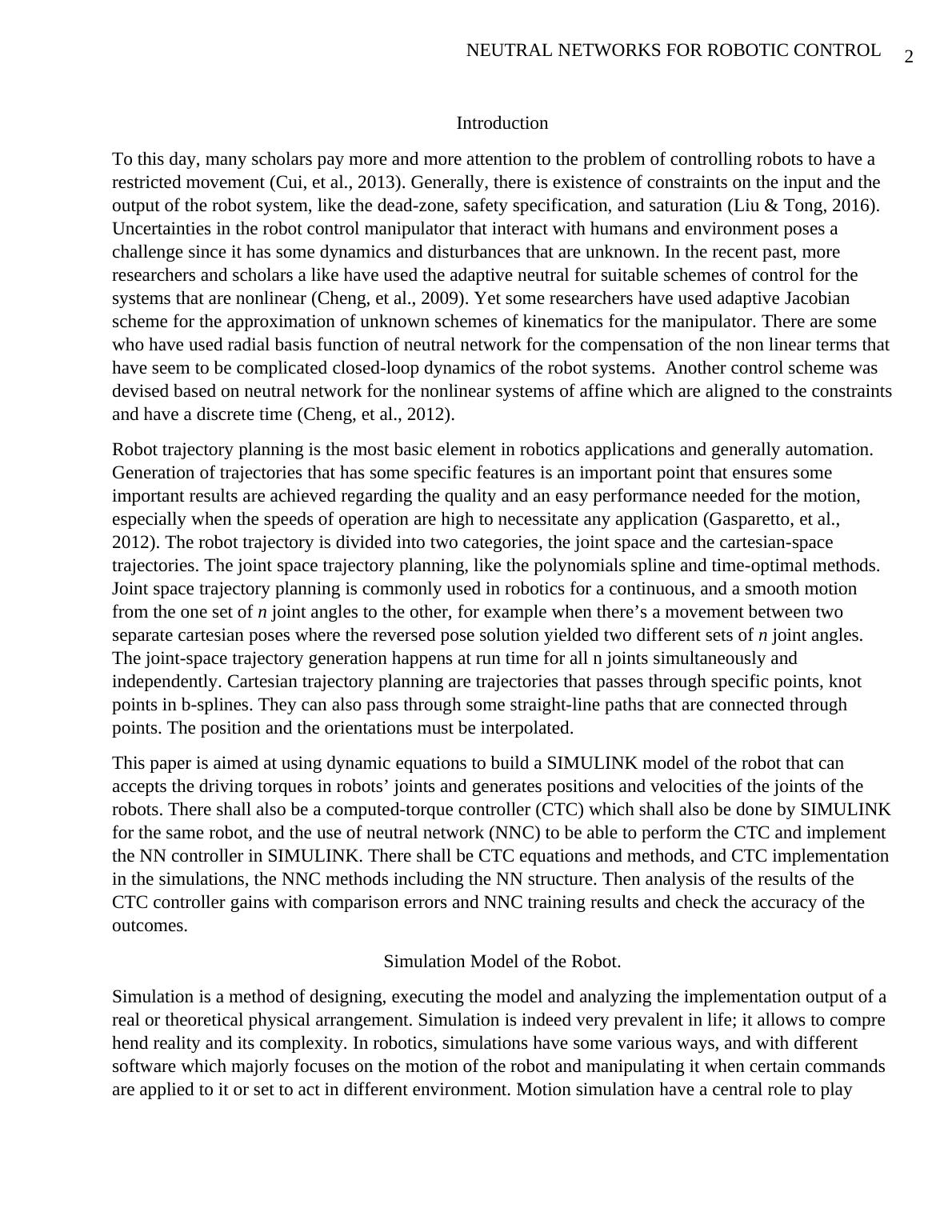 Neutral Networks for Robotic Control - Desklib