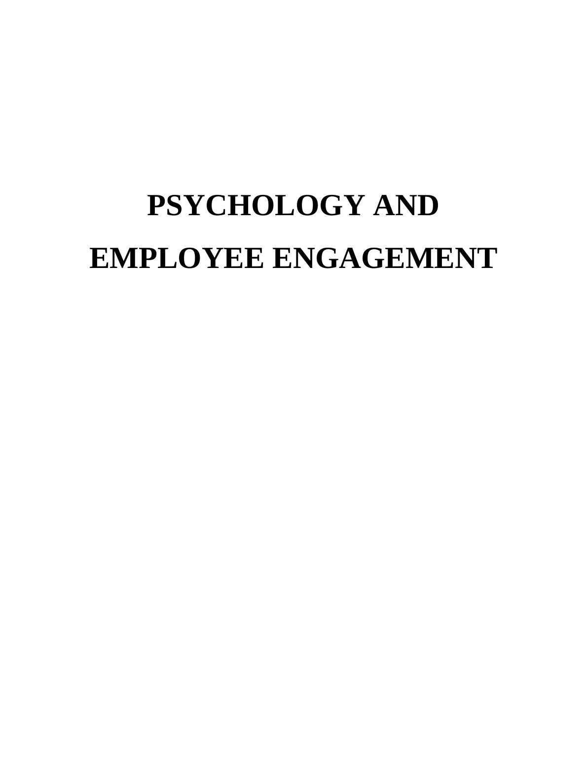 Psychology and Employee Engagement in NHS - Desklib