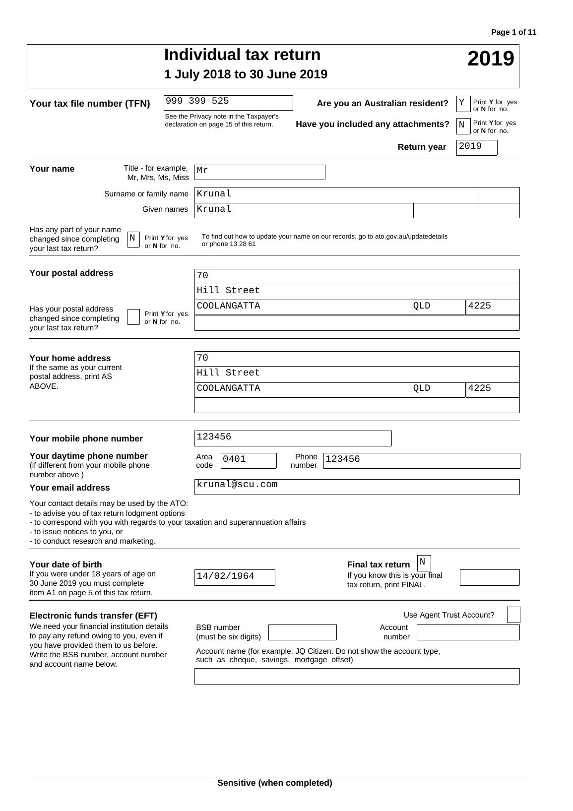 Individual Tax Return 2019: Income, Deductions, and Offsets