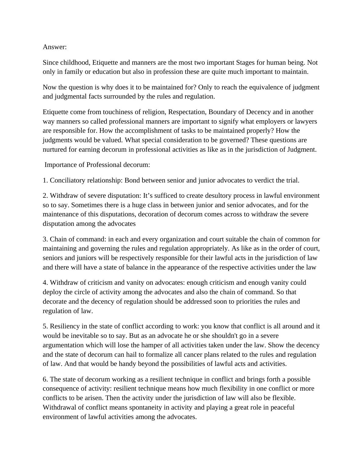 Significance of Professional Decorum in Legal Field