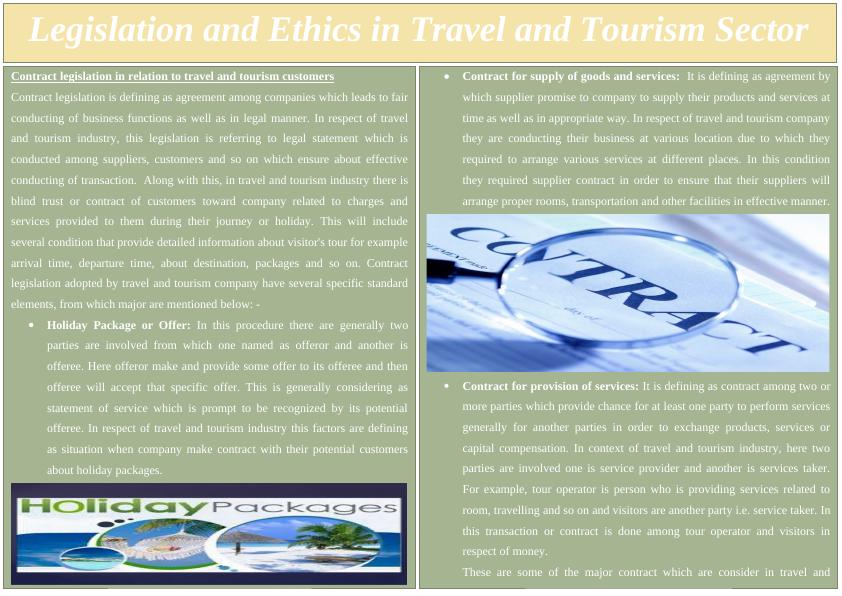 Contract Legislation in Travel and Tourism