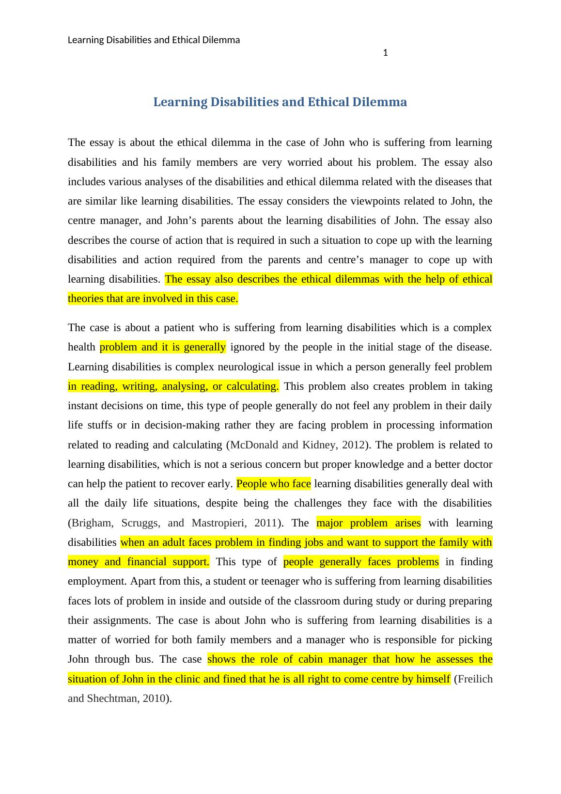 Case Study: Ethical Dilemmas in Learning Disabilities