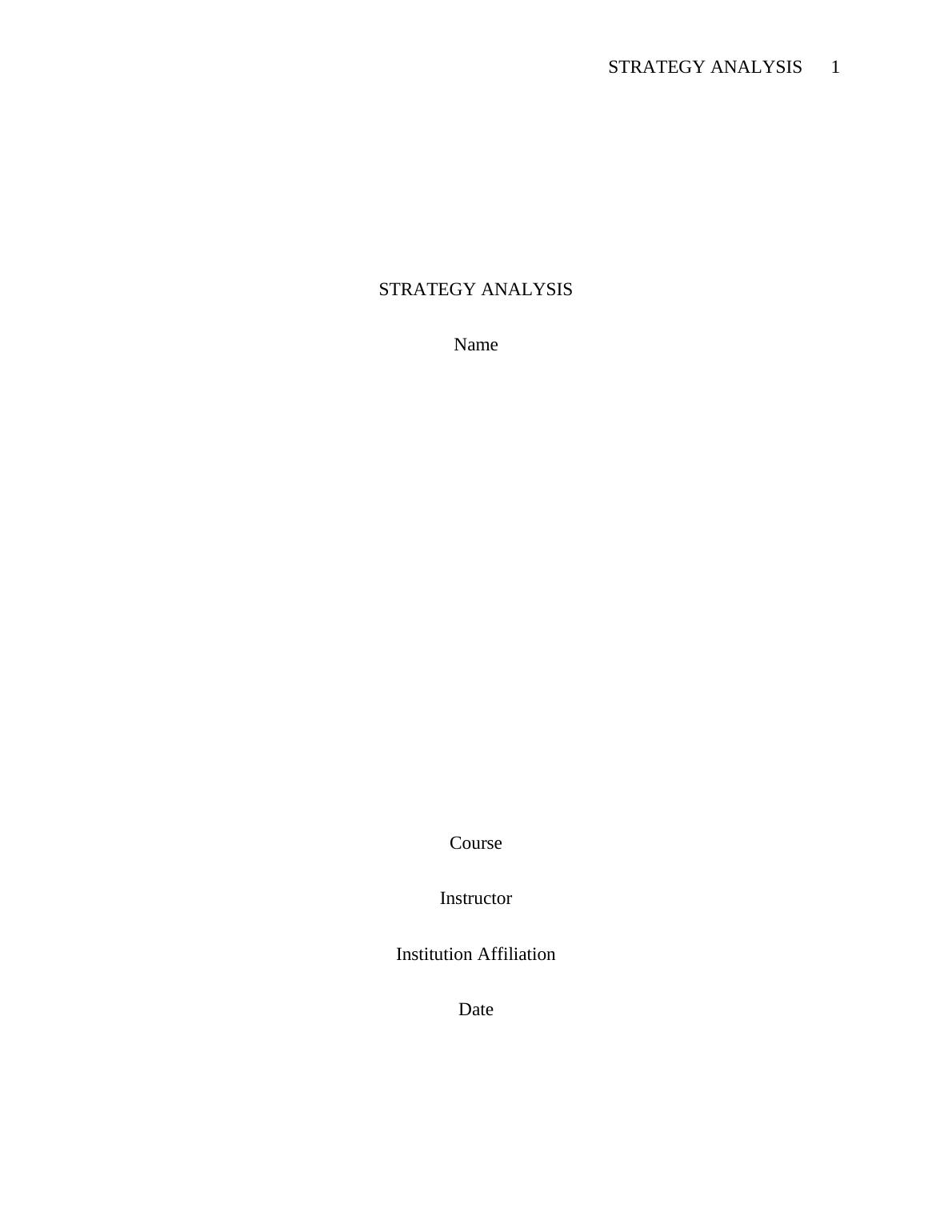 Strategy Analysis - Desklib