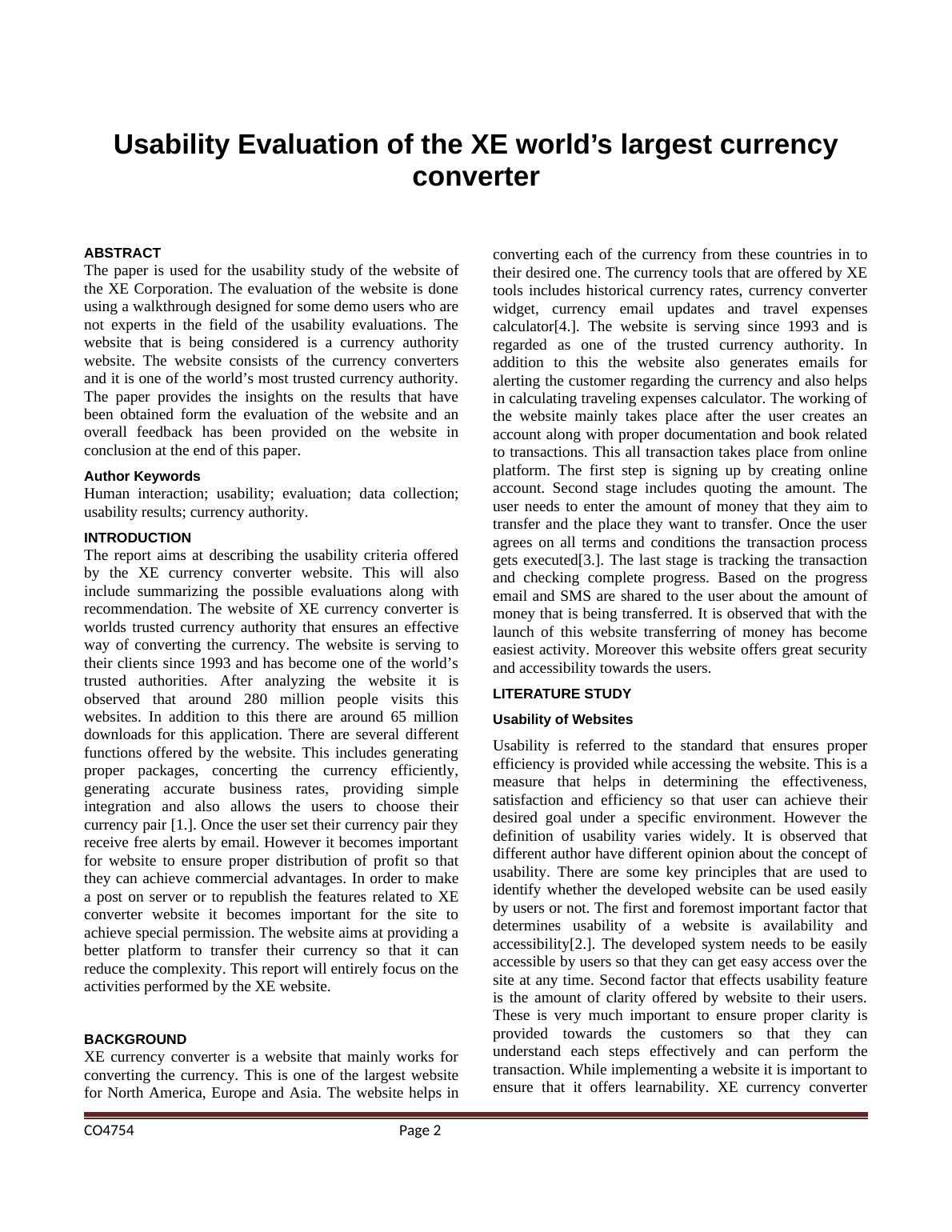 User-Centered Design: XE Currency Converter Evaluation