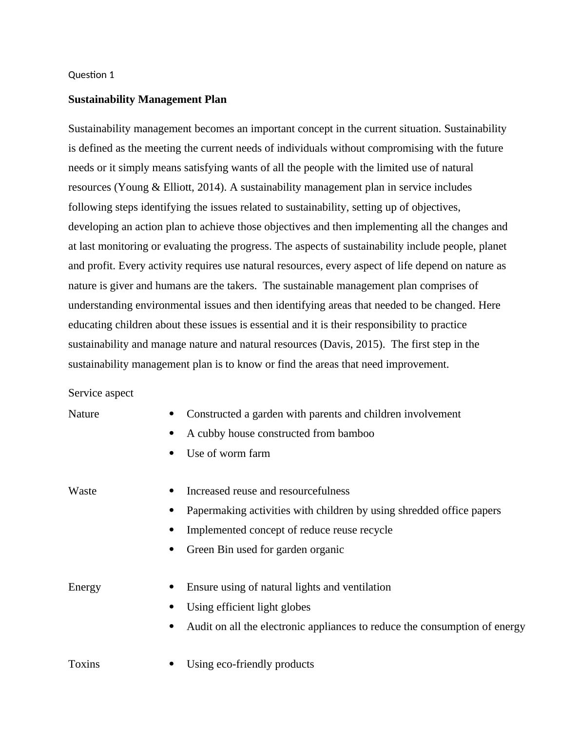 Implementing Sustainable Practices in Early Childhood Report